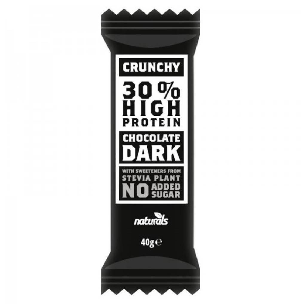 Naturals Μπάρα Πρωτεϊνης Crunchy Dark Chocolate 40 gr | Candy Snack Experts